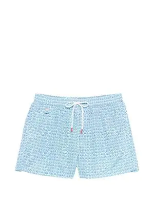 Kiton Patterned Swim Shorts - Blue