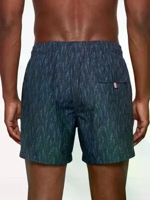 Canali Printed Drawstring Swim Shorts - Blue