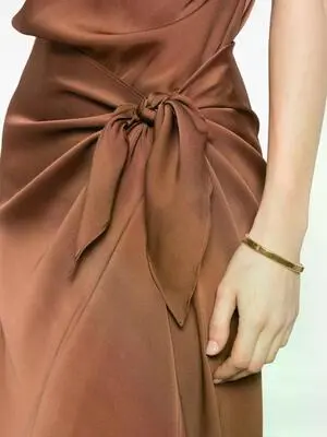 NOUVELLE SILK95FIVE Pencil Midi Skirt - Brown