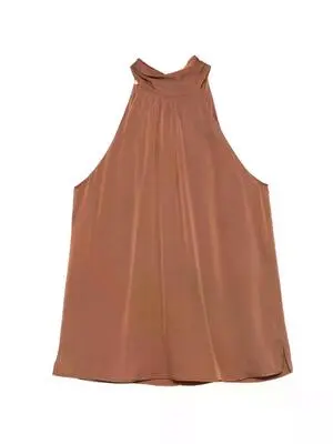 NOUVELLE SILK95FIVE Villette Halterneck Blouse - Brown
