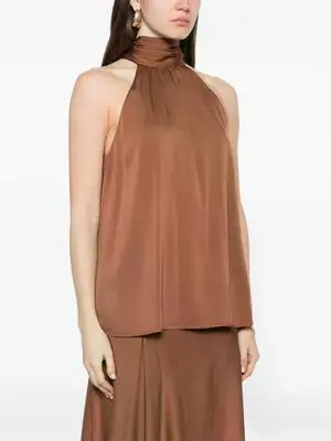 NOUVELLE SILK95FIVE Villette Halterneck Blouse - Brown
