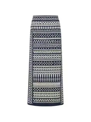 TEMPERLEY LONDON Tlalli Knit Patterned Midi Skirt - Blue