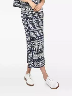 TEMPERLEY LONDON Tlalli Knit Patterned Midi Skirt - Blue