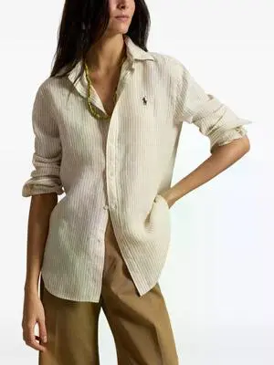 Polo Ralph Lauren Classic Fit Striped Linen Shirt - Neutrals