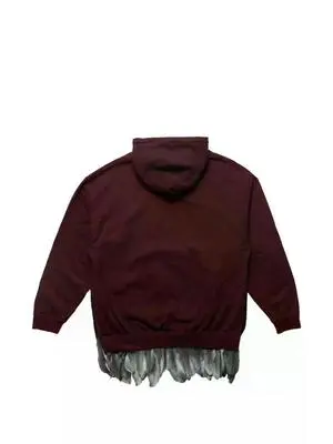 4SDESIGNS Hooded Sweatshirt With Feather Trim