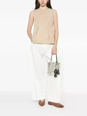 Vince Sleeveless Pleated Blouse - Neutrals