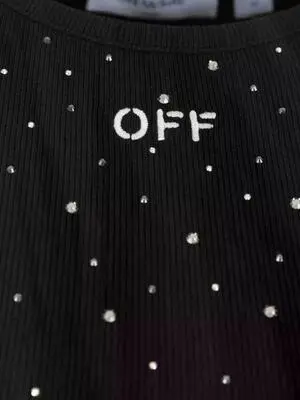 Off-White Embellished Ribbed Dress