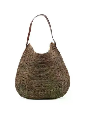 IBELIV Raffia Top Handle Tote Bag - Brown