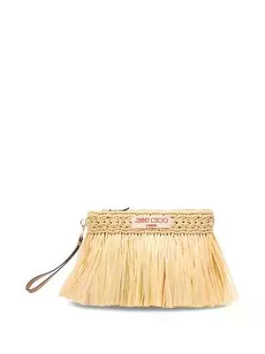 JIMMY CHOO Fringed Zipped Pouch - Neutrals