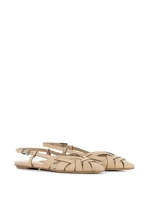 DEL CARLO Woven Strap Flat Pumps - Neutrals