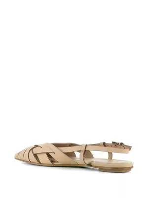 DEL CARLO Woven Strap Flat Pumps - Neutrals
