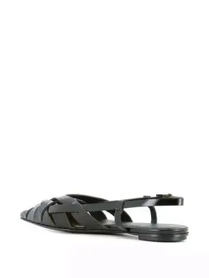 DEL CARLO Woven Strap Flat Pumps - Black