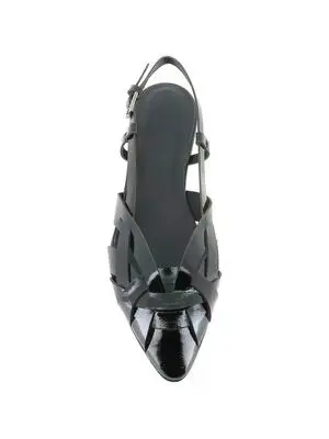 DEL CARLO Woven Strap Flat Pumps - Black