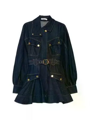 Zimmermann Luna Denim Belted Dress - Blue