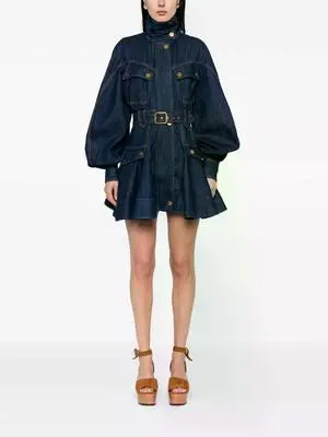 Zimmermann Luna Denim Belted Dress - Blue