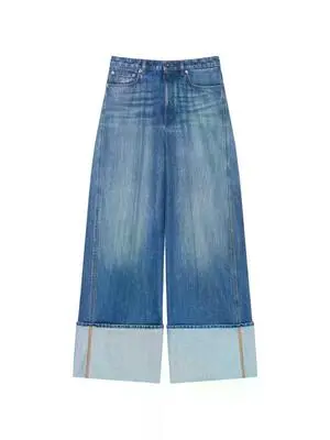 Givenchy Medium Wash Wide Leg Jeans - Blue