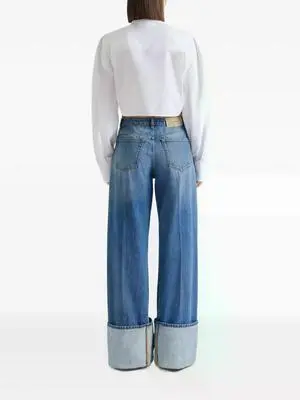 Givenchy Medium Wash Wide Leg Jeans - Blue