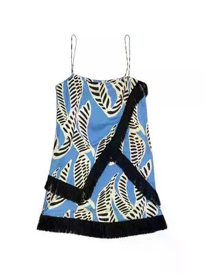 Alexis Print Fringe Mini Dress - Blue