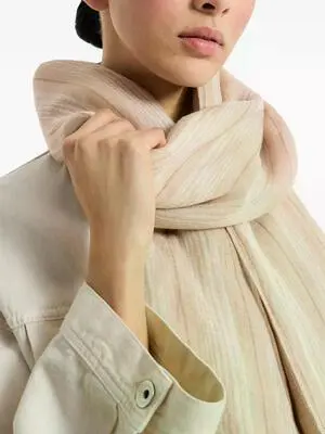Brunello Cucinelli Linen Scarf With Sparkling Regimental Stripes