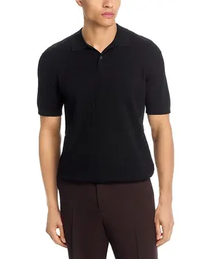 Theory Cable Knit Polo Shirt - Black