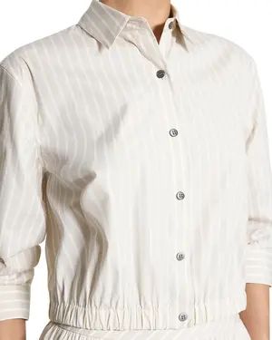 Theory Fixed Sleeved Cropped Striped Shirt