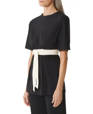 LANVIN Belted T-shirt In Cotton And Silk - Black