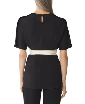 LANVIN Belted T-shirt In Cotton And Silk - Black