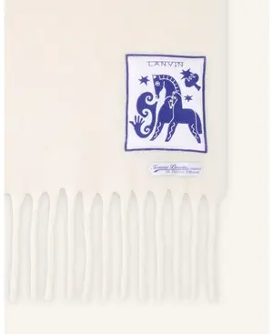 LANVIN Lunar Year Wool Scarf With Fringes - White.