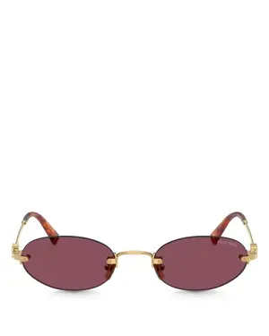 Miu Miu Oval Sunglasses, 51mm - Gold