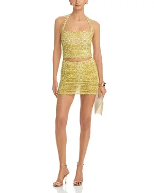 AFRM Martina Semi Sheer Mini Skirt - Sunlight Tile