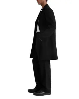 REISS Wool Wide Leg Trousers - Black