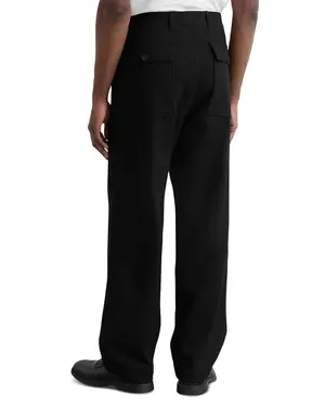 REISS Wool Wide Leg Trousers - Black