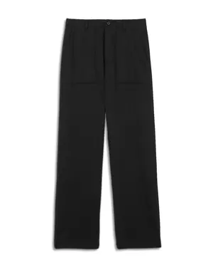 REISS Wool Wide Leg Trousers - Black