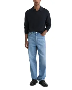 REISS Half Button Polo Sweater - Navy