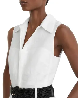 REISS Taylor Linen Playsuit - Ivory