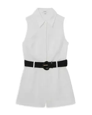 REISS Taylor Linen Playsuit - Ivory