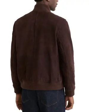 REISS Suede Zip Through Jacket - Chocolate