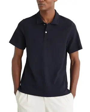 REISS Textured Polo Shirt - Navy