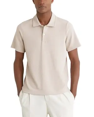 REISS Textured Polo Shirt - Stone