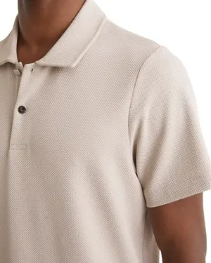 REISS Textured Polo Shirt - Stone