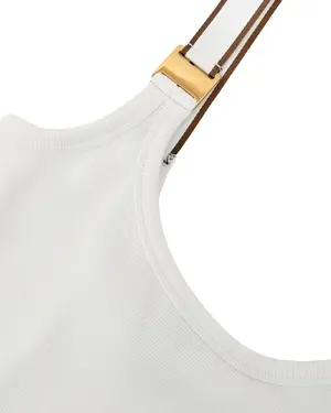 REISS Tank Top - White/camel