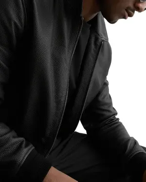 REISS Leather Zip-up Jacket