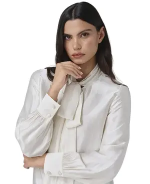 GHOST LONDON Anna Satin Tie Neck Blouse