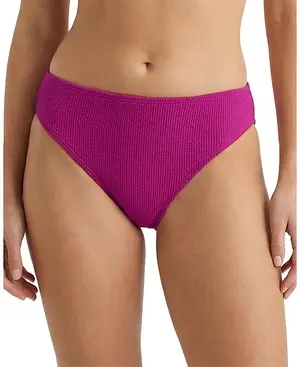 CHANGE OF SCENERY Classic Mid-Rise Textured Bikini Bottom Plum Texture