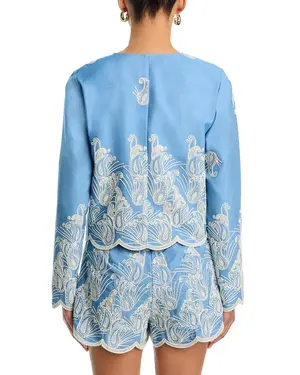 Aqua Embroidered Blazer