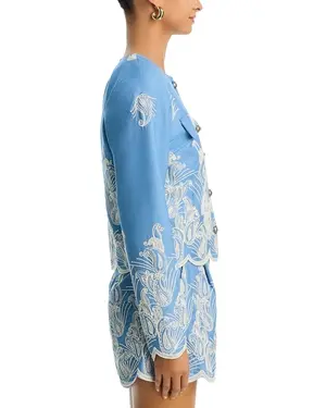 Aqua Embroidered Blazer
