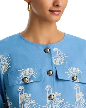 Aqua Embroidered Blazer