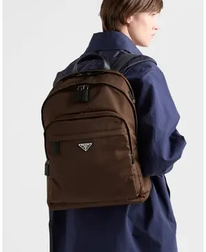 Prada Re-nylon And Saffiano Leather Backpack - Brown