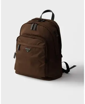 Prada Re-nylon And Saffiano Leather Backpack - Brown