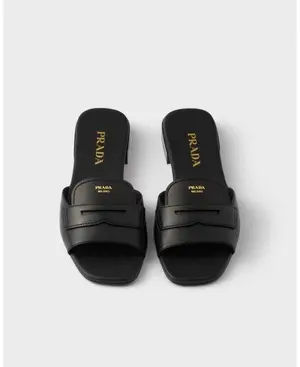Prada Leather Slides - Black